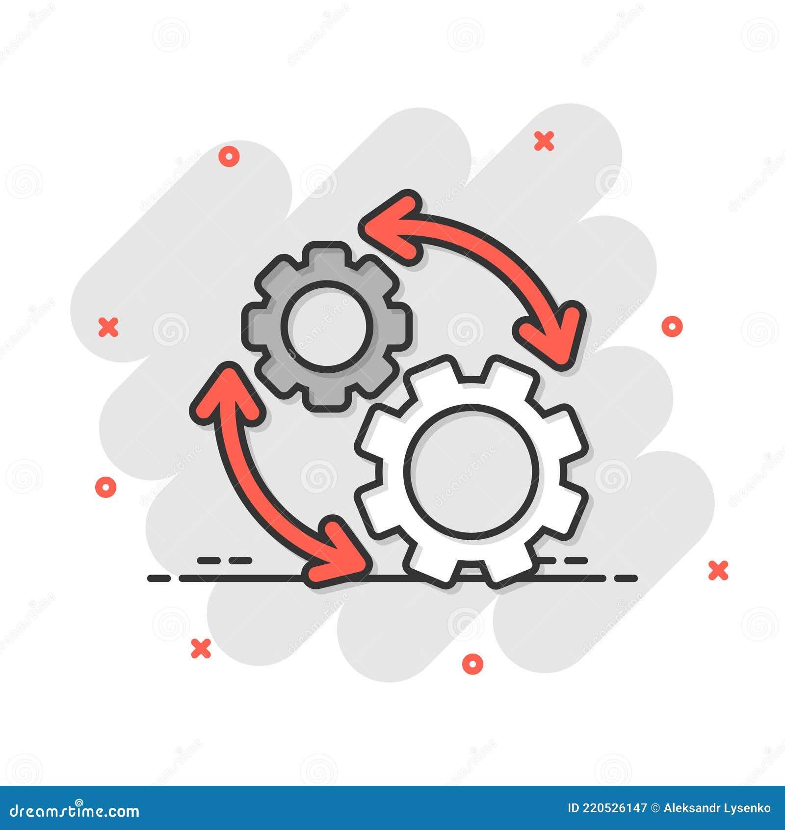 Workflow Icon in Comic Style. Gear Effective Cartoon Vector ...