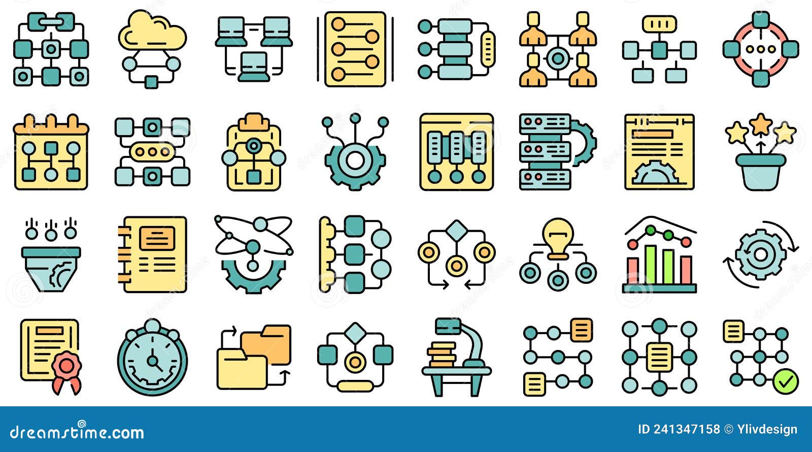 Workflow Icons Set Vector Flat Stock Vector - Illustration of hierarchy ...