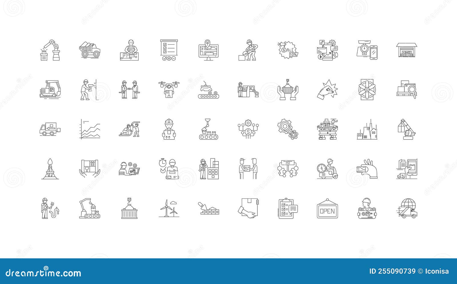 Workflow Ideas, Linear Icons, Line Signs Set, Vector Collection Stock ...