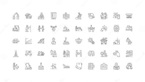 Workflow Ideas, Linear Icons, Line Signs Set, Vector Collection Stock ...