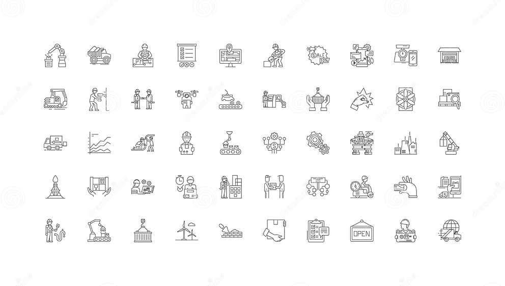 Workflow Ideas, Linear Icons, Line Signs Set, Vector Collection Stock ...