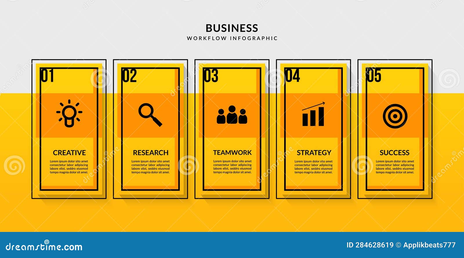 Workflow Infographic with Multiple Options, Outline Businesss Data ...