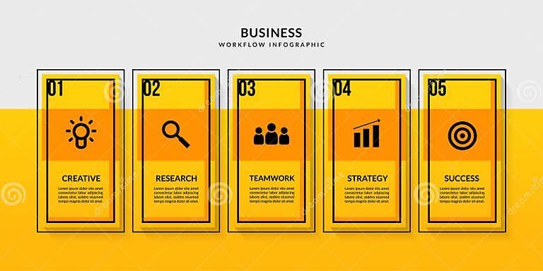 Workflow Infographic with Multiple Options, Outline Businesss Data ...