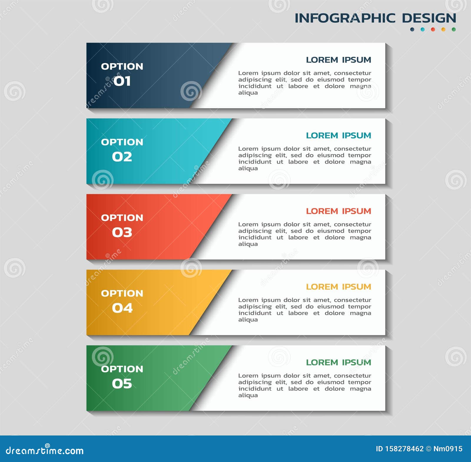 Workflow Infographic Template with Five Options. Color Flowchart ...