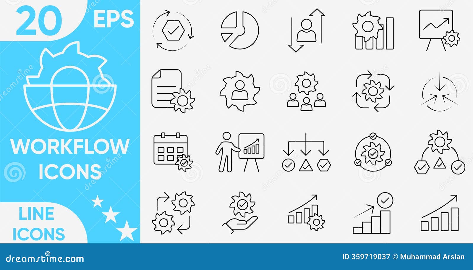 Workflow Line Icons, Signs, Vector Set, Linear Concept, Outline ...