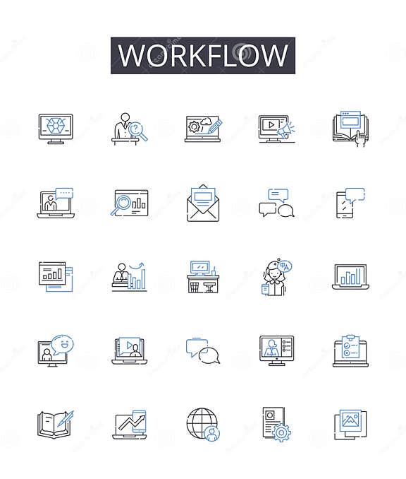 Workflow Line Icons Collection. Business Process, Task System, Work ...