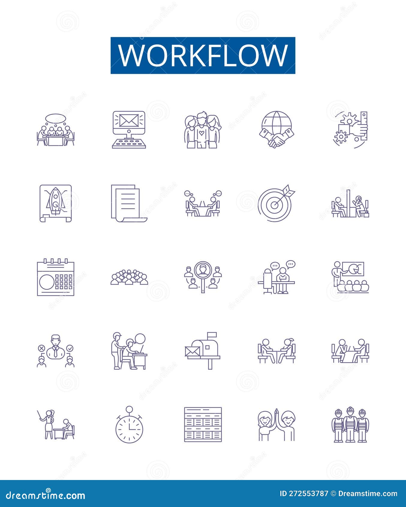 Workflow Line Icons Signs Set. Design Collection of Process, Automation ...