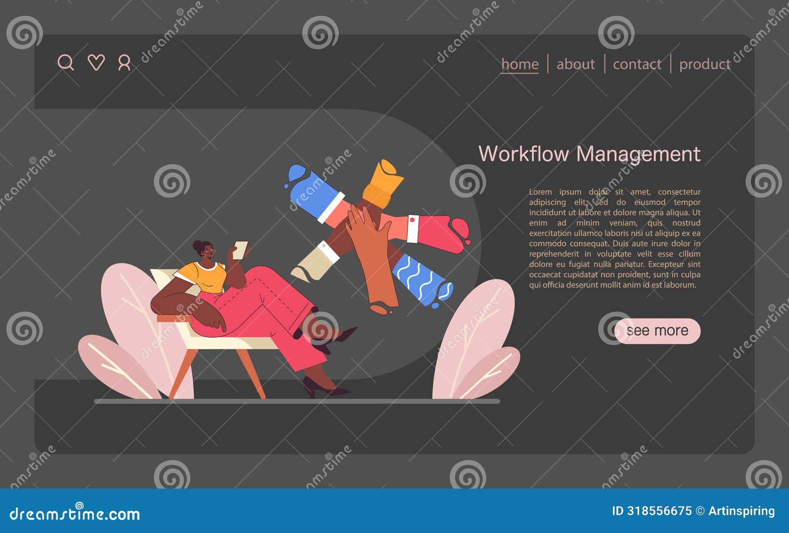 Workflow Management Concept. Flat Vector Stock Vector - Illustration of ...