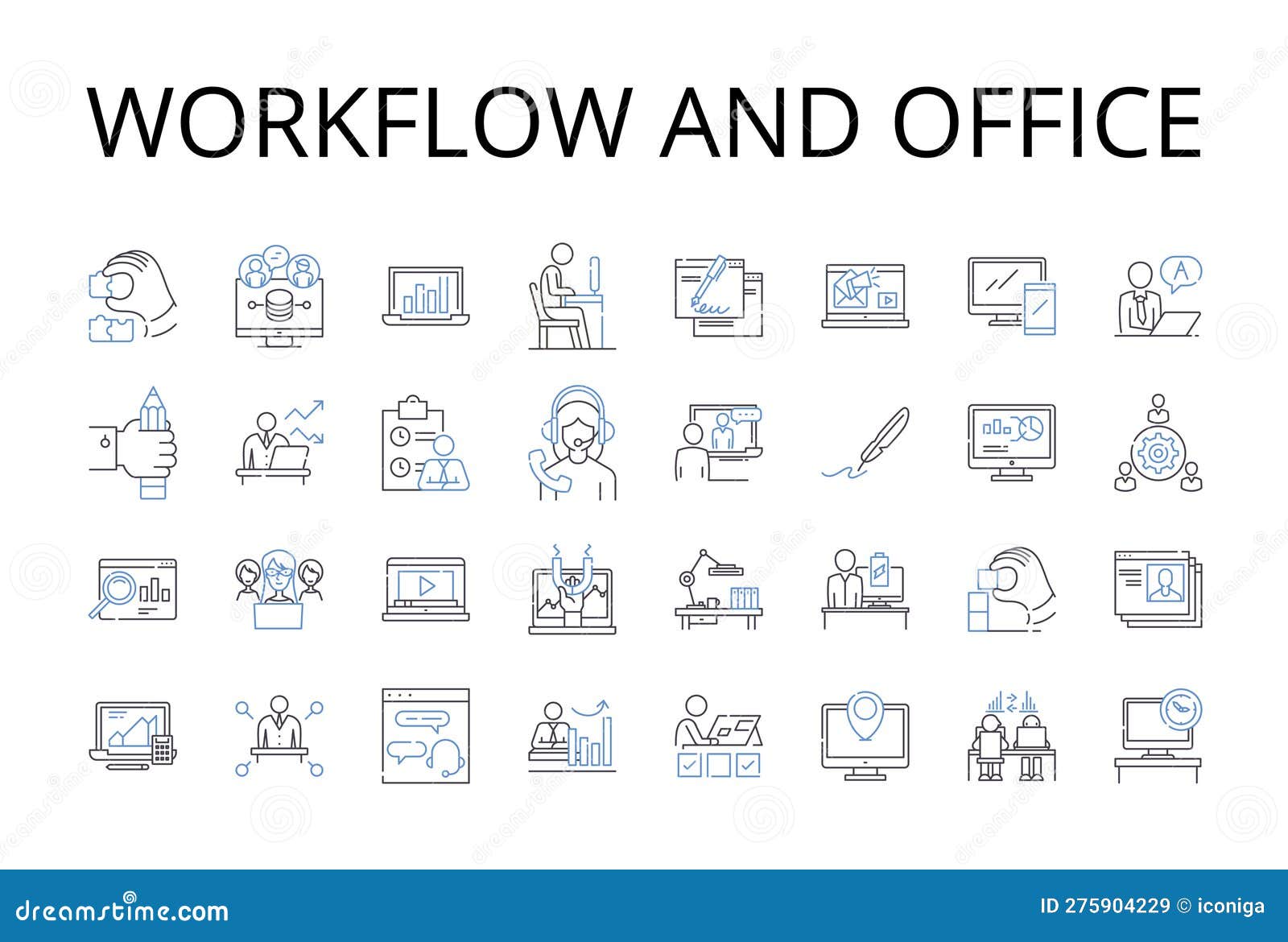 Workflow and Office Line Icons Collection. Business and Commerce ...