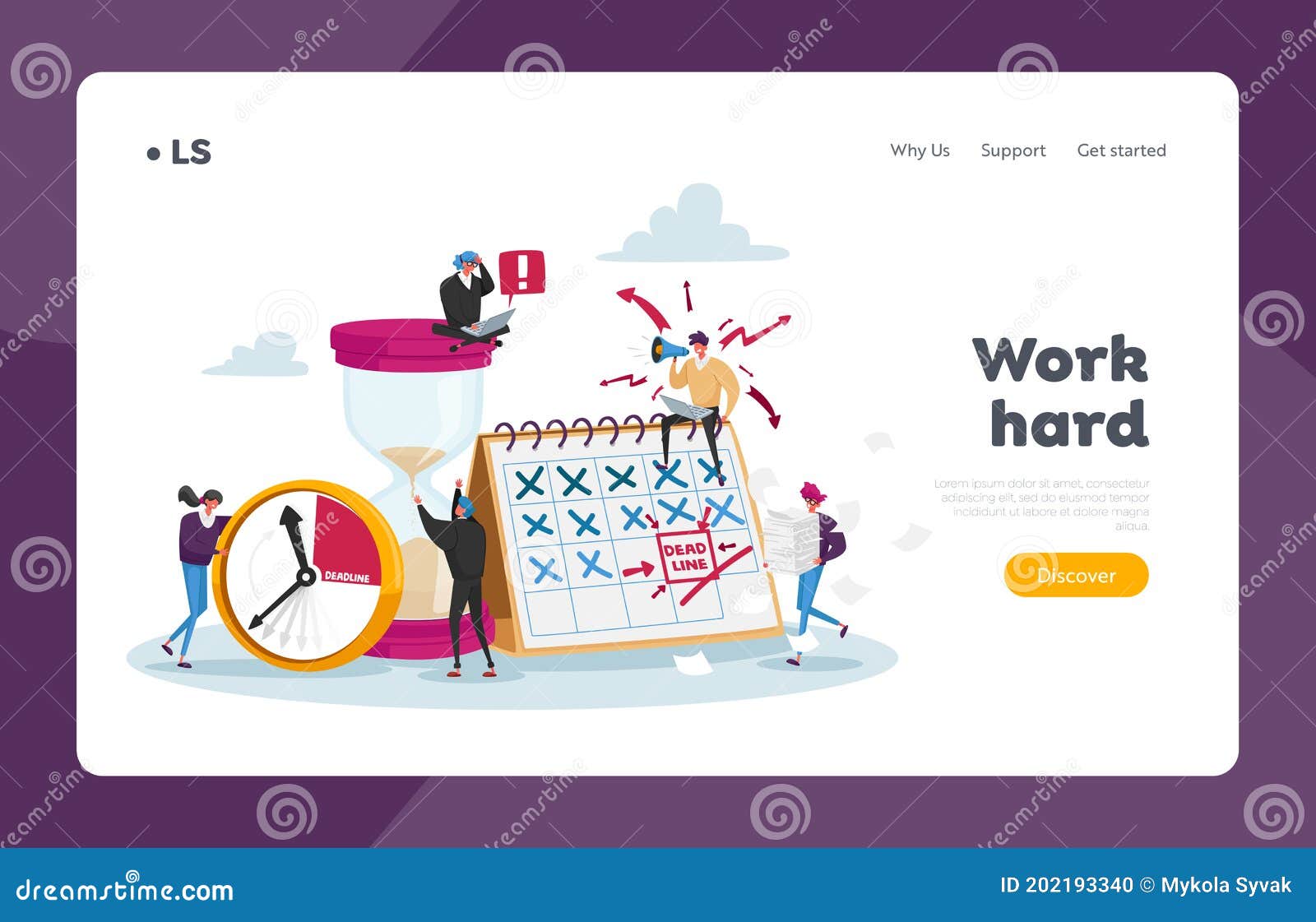 Workflow Organization Landing Page Template. Tiny Office Characters ...