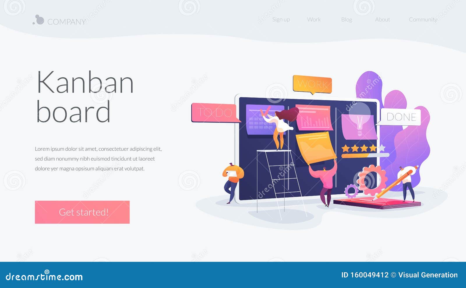 Kanban Board With Business Strategy. Cartoon Plan Stickers ...