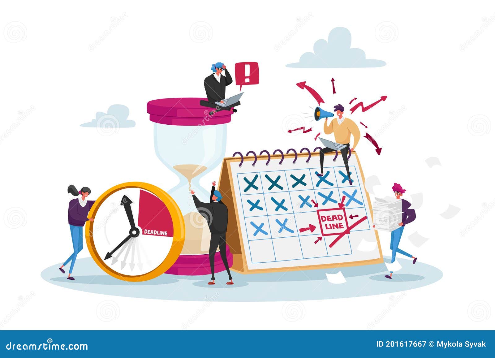 Workflow Organization. Tiny Office Employee Characters Overload At Work ...