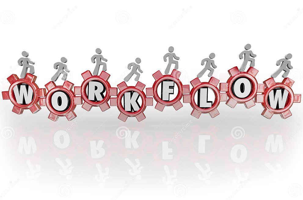 Workflow People on Gears Teamwork Workforce Working Together Stock ...