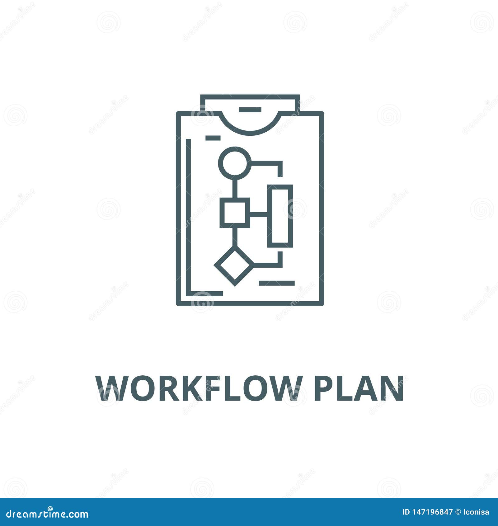 Workflow Plan Vector Line Icon, Linear Concept, Outline Sign, Symbol ...