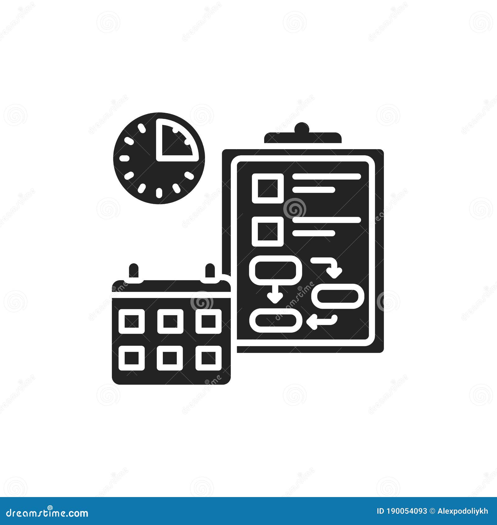 Workflow Planning and Control Black Glyph Icon. Time Management Concept ...