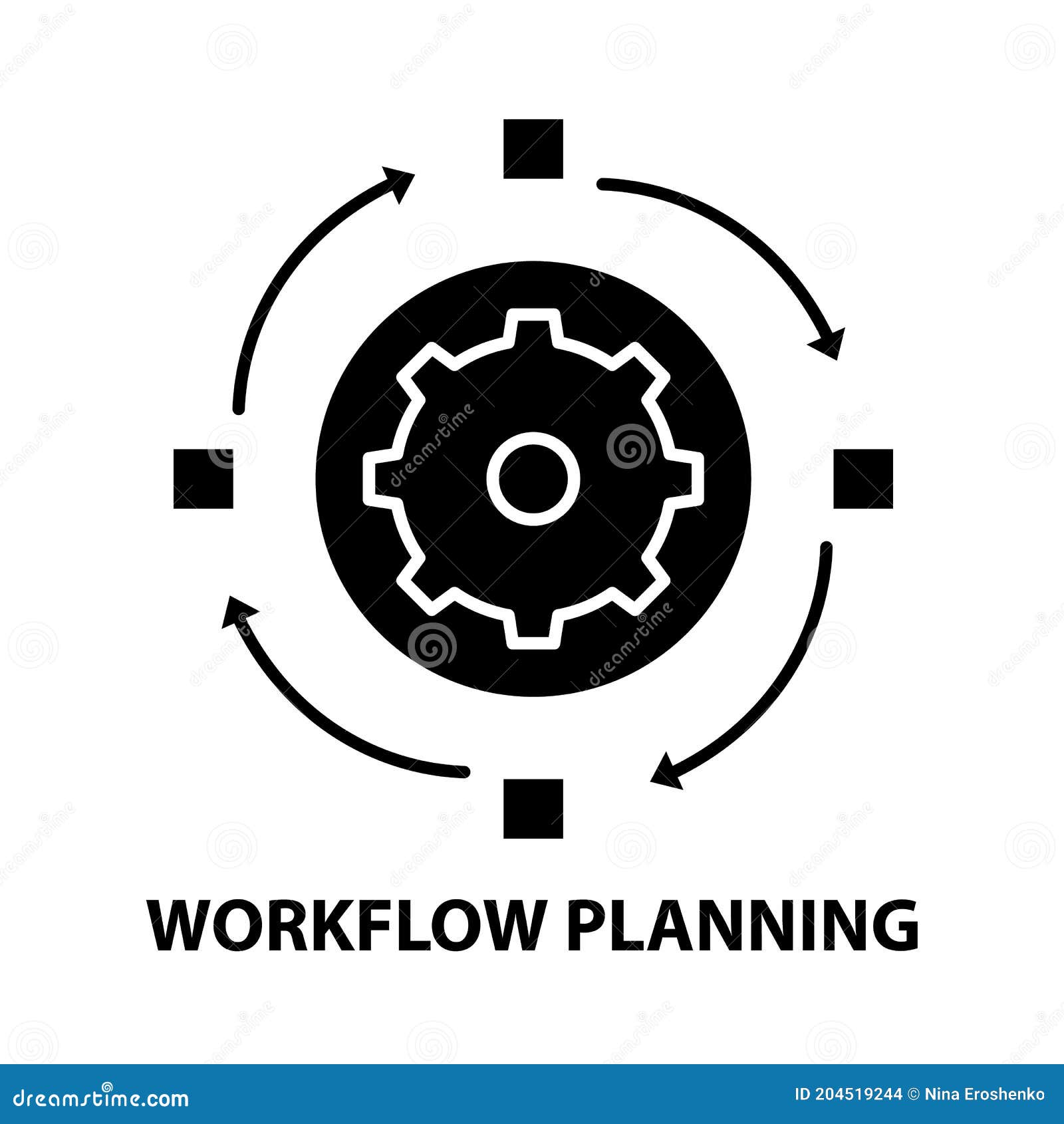 Workflow Planning Icon, Black Vector Sign with Editable Strokes ...