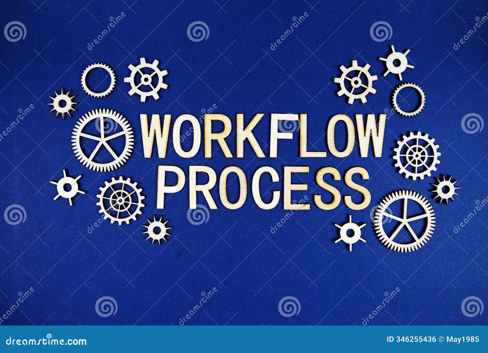 Workflow Process Alphabet Letters with Gears Element on Navy Blue ...
