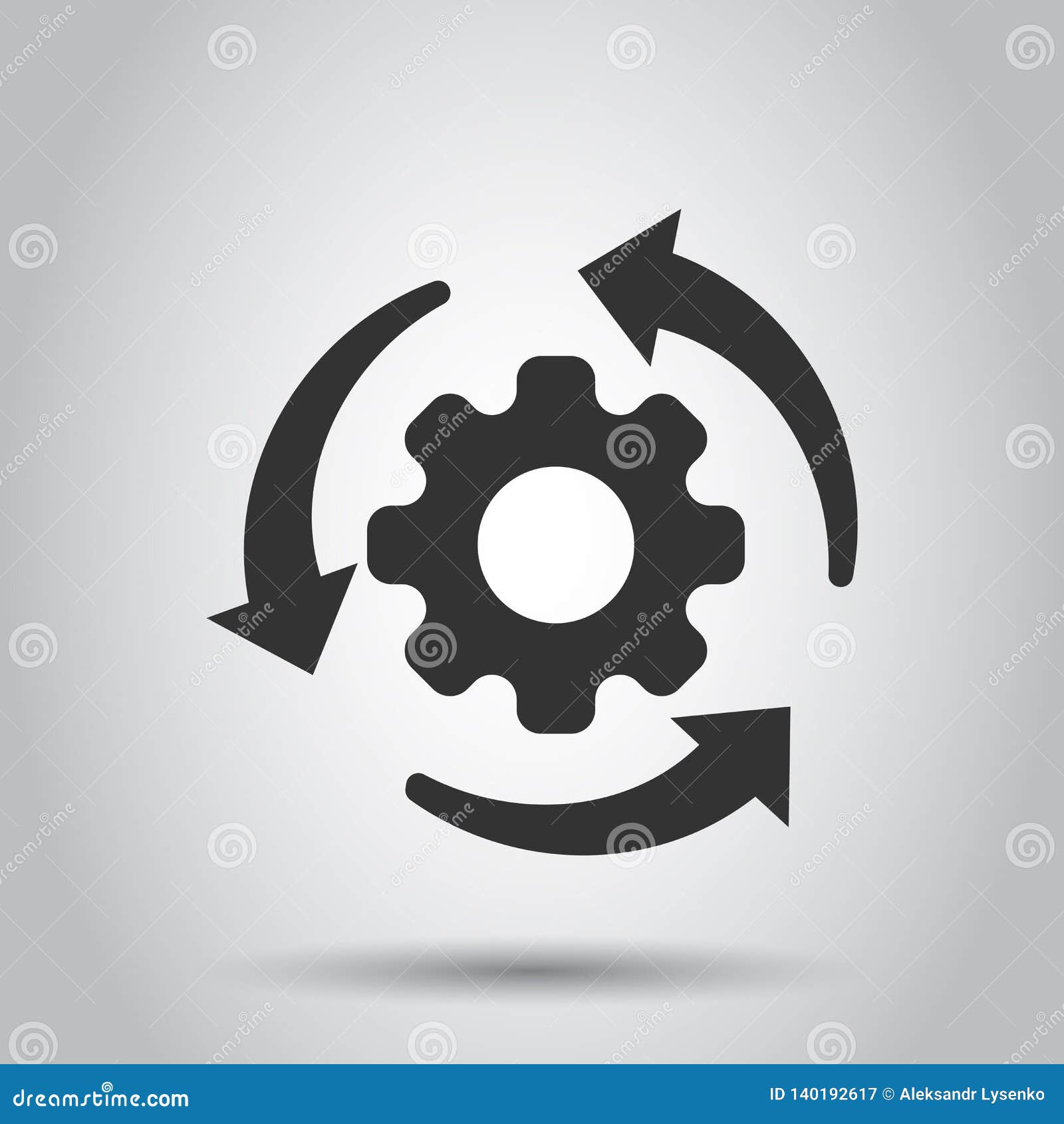 Workflow Process Icon in Flat Style. Gear Cog Wheel with Arrows Vector ...