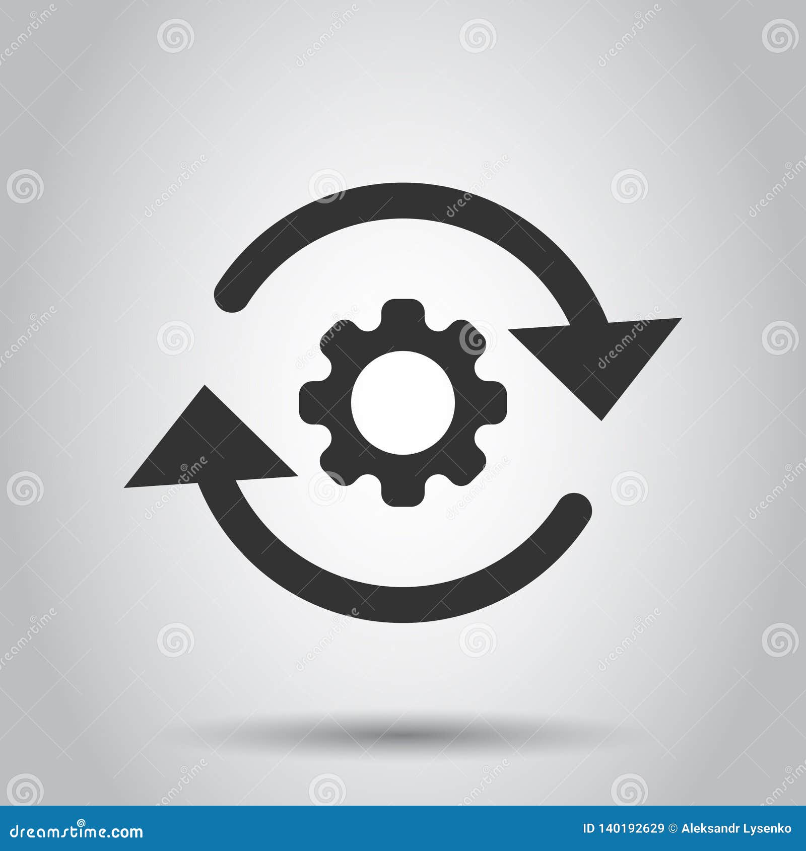 Workflow Process Icon in Flat Style. Gear Cog Wheel with Arrows Vector ...