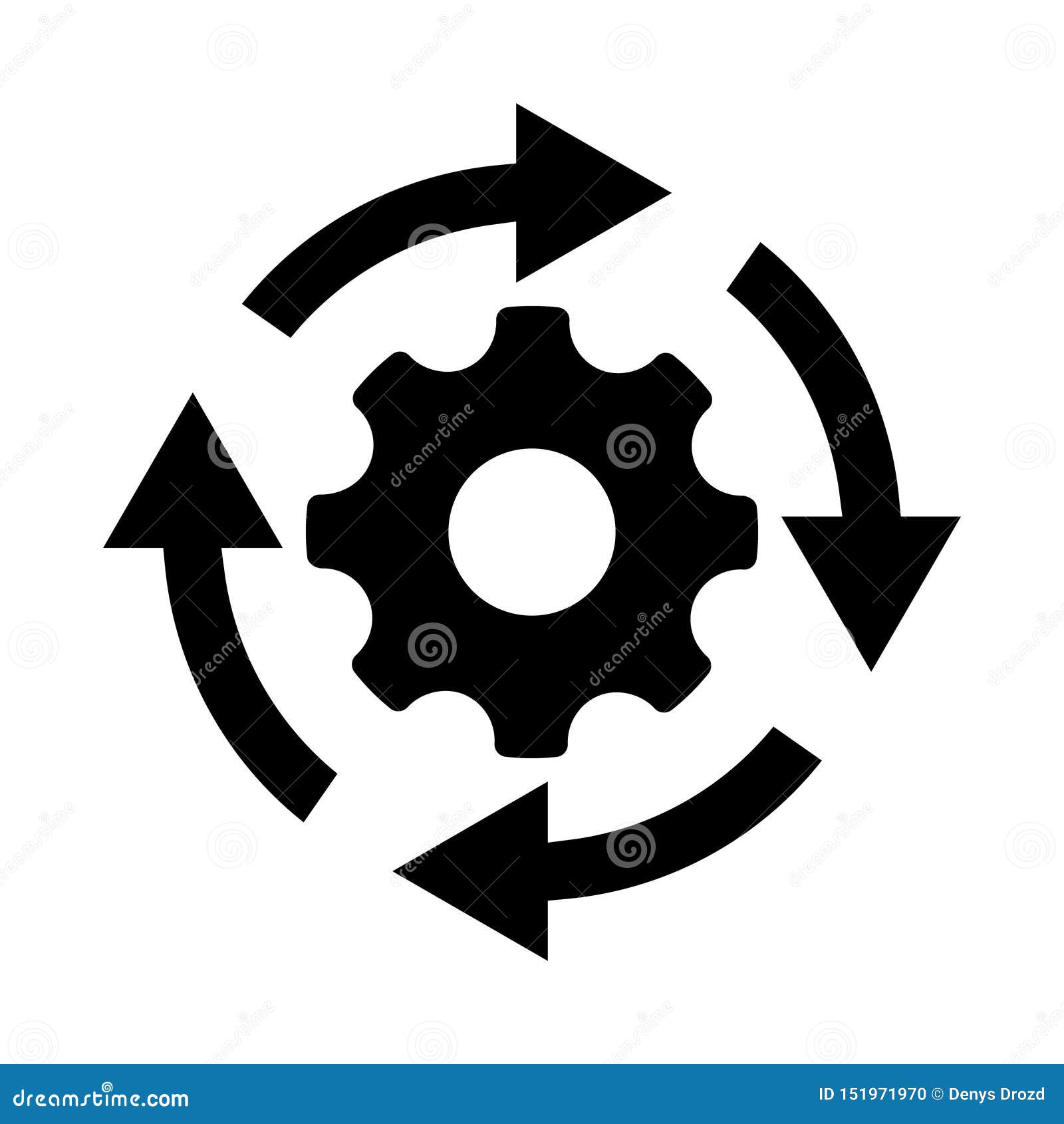 Workflow Process Icon in Flat Style. Gear Cog Wheel with Arrows Vector ...