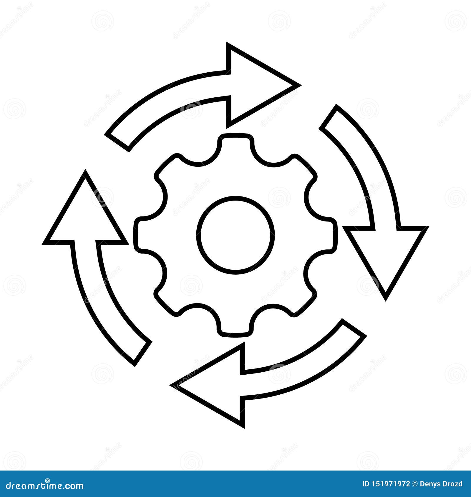 Workflow Process Icon in Flat Style. Gear Cog Wheel with Arrows Vector ...