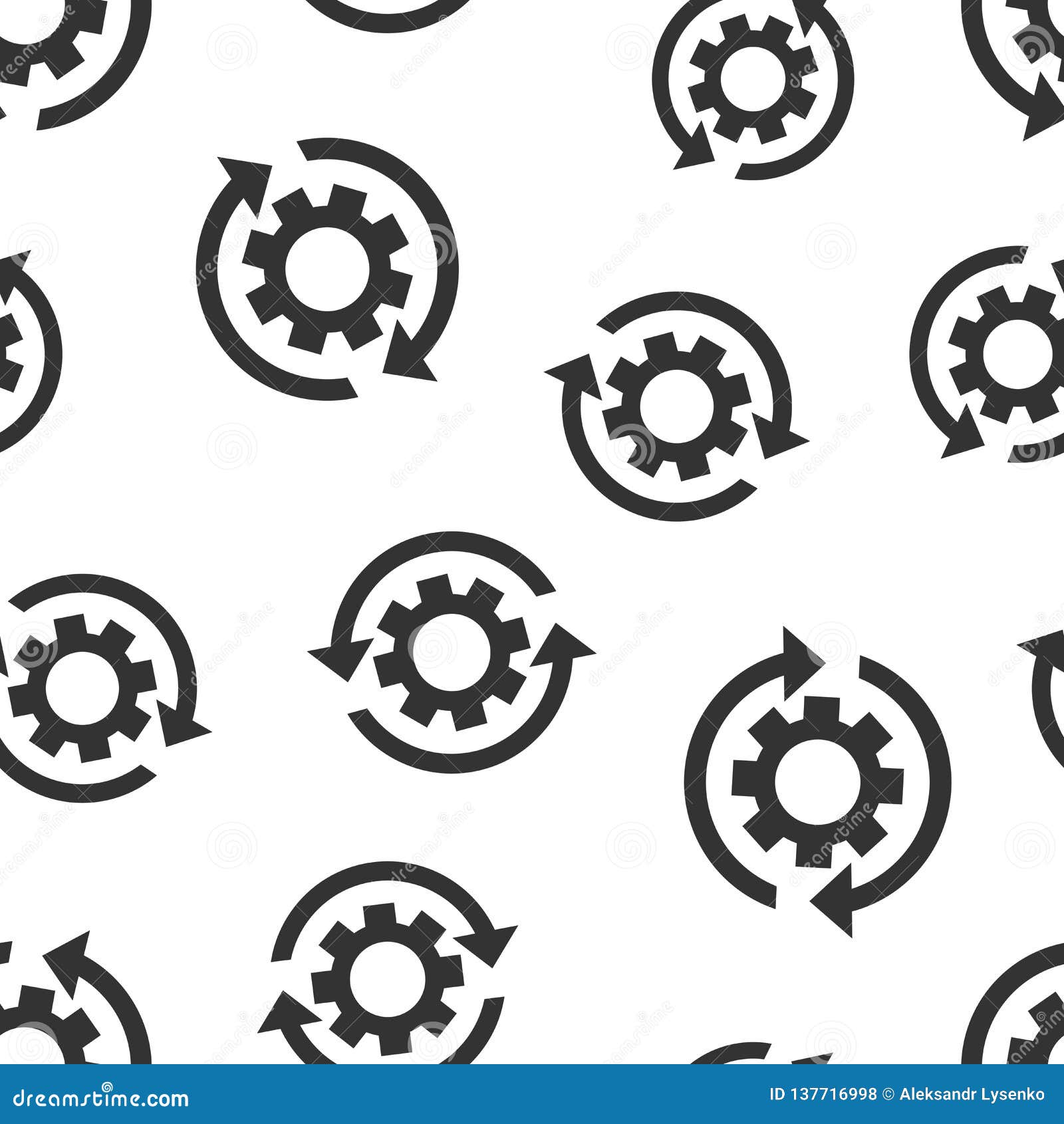 Workflow Process Icon Seamless Pattern Background. Gear Cog Wheel with ...