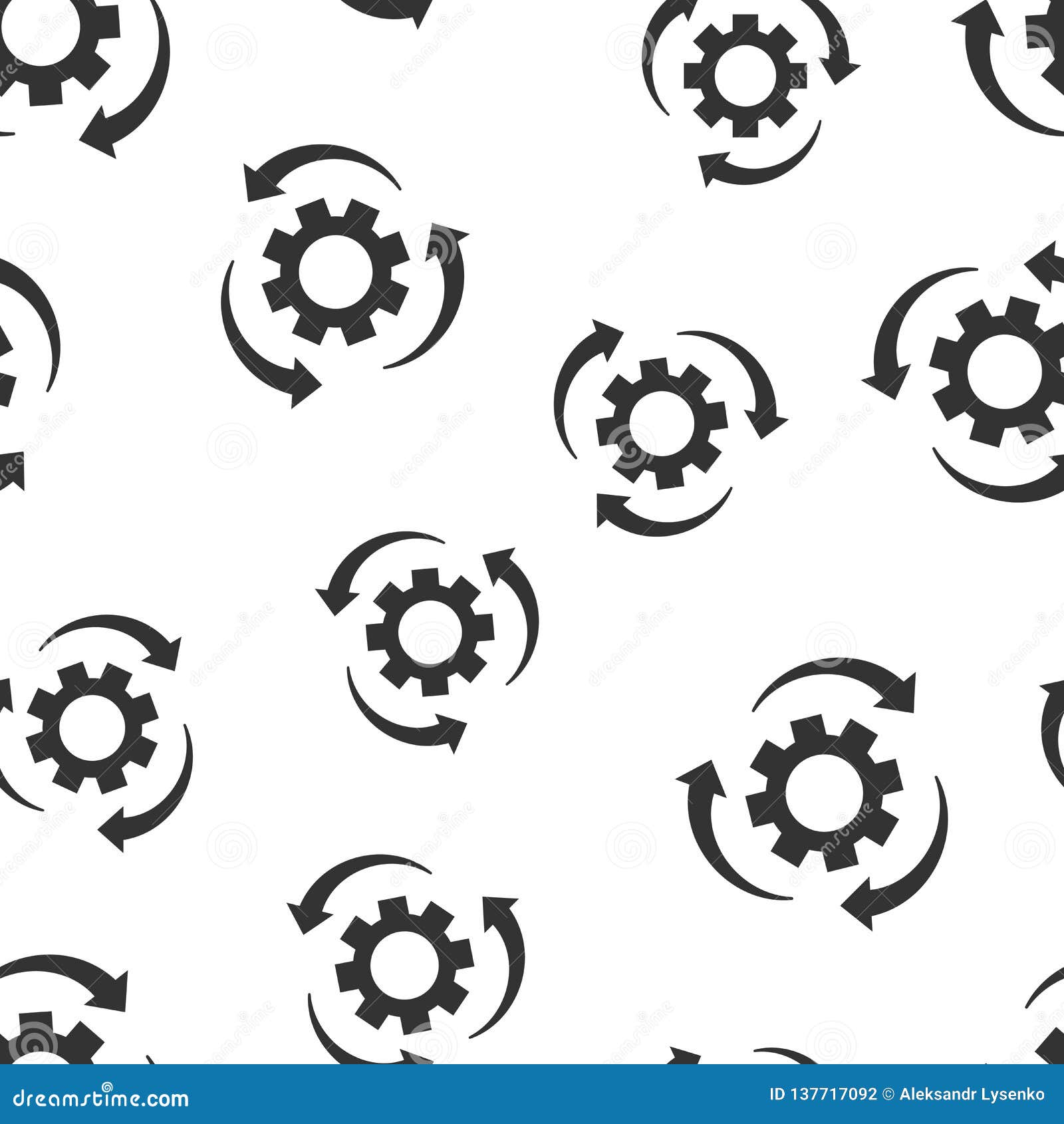 Workflow Process Icon Seamless Pattern Background. Gear Cog Wheel with ...