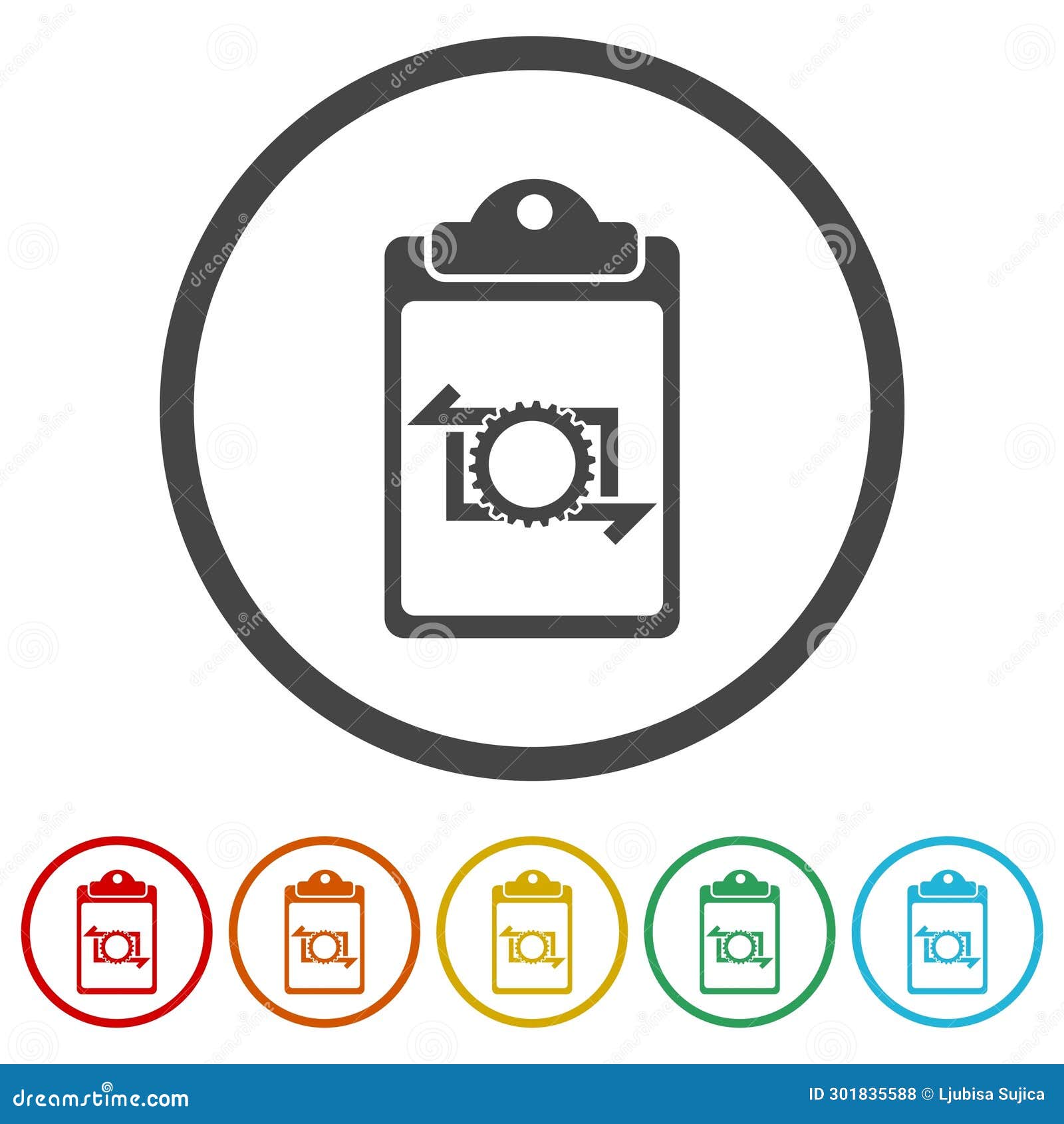 Workflow Process Icon. Set Icons in Color Circle Buttons Stock Vector ...