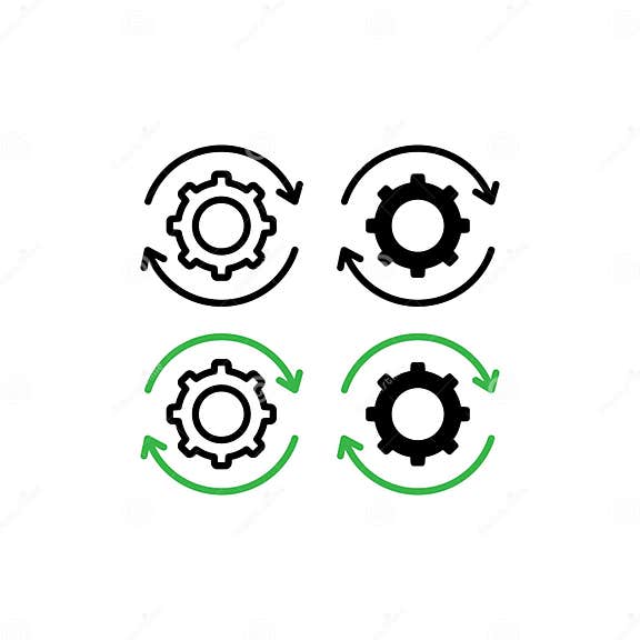 Workflow Process Icon Set. Operations Gear and System Flow Vector ...