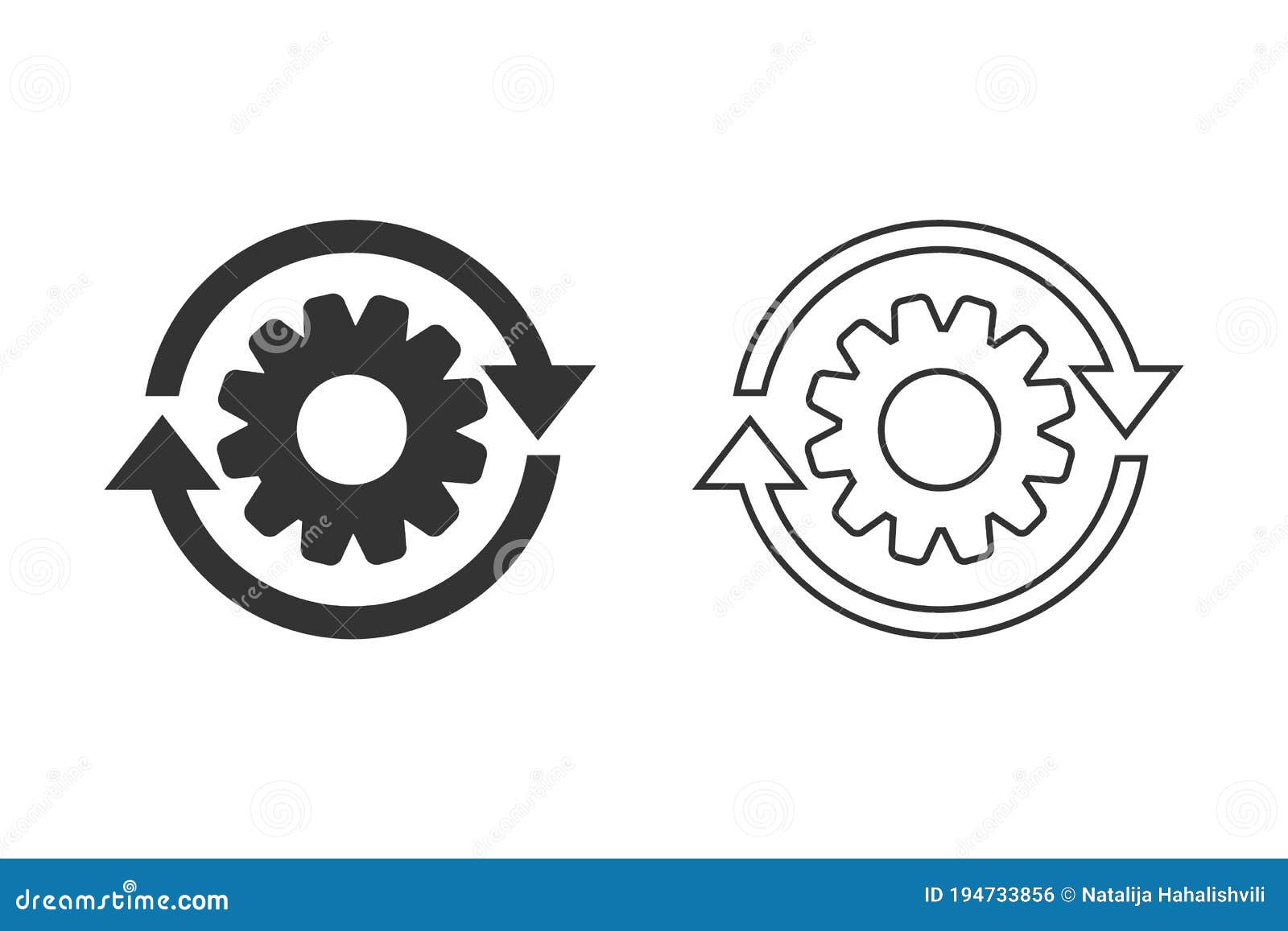 Workflow Process Line Icon Set in Flat Style. Gear Cog Wheel with ...
