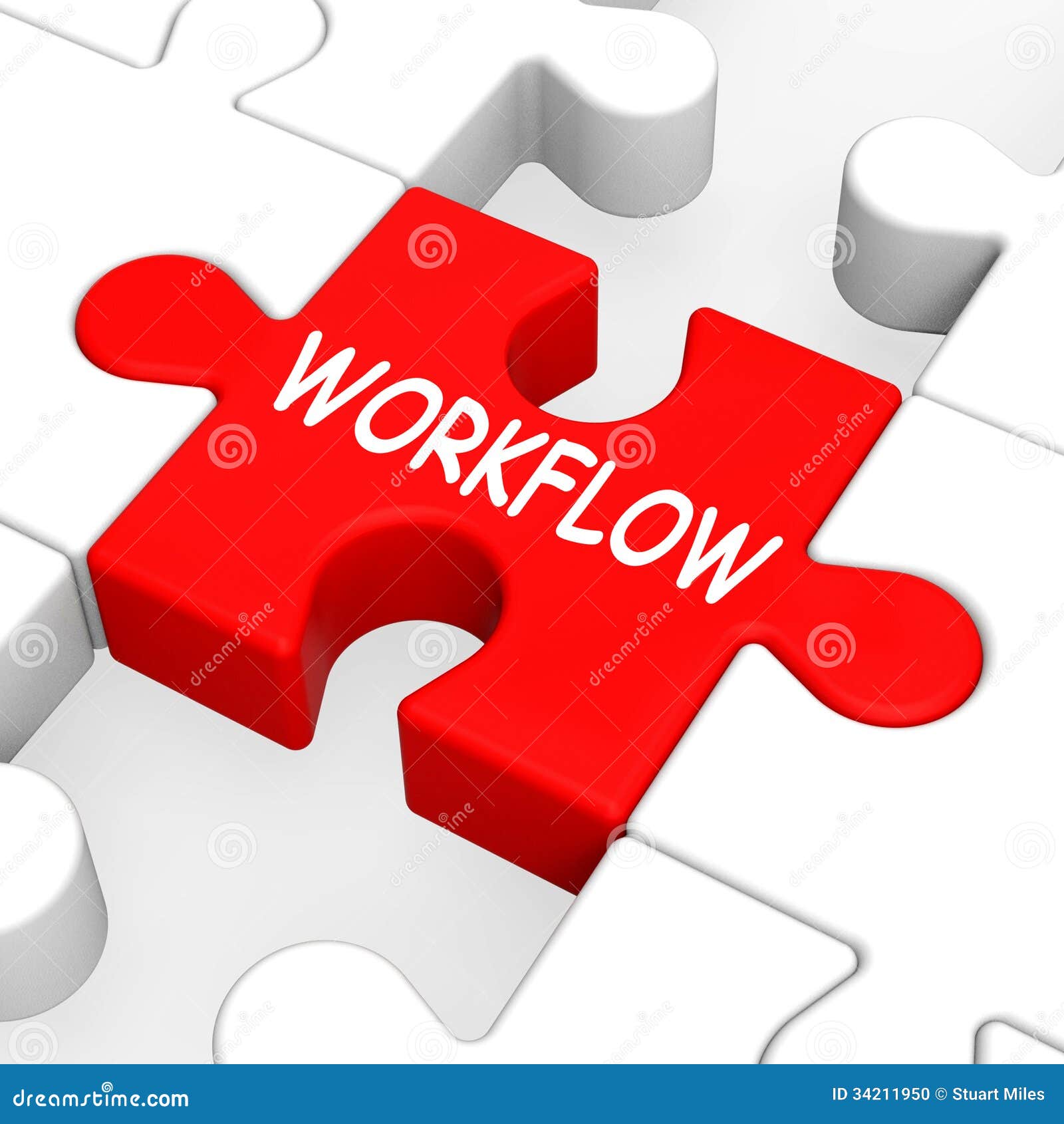 Workflow Puzzle Shows Process Flow or Procedure Ilustração Stock ...