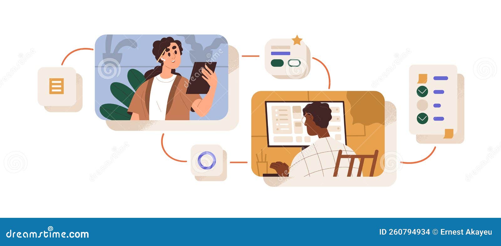 Workflow and Remote Business Communication Concept. Project Manager ...