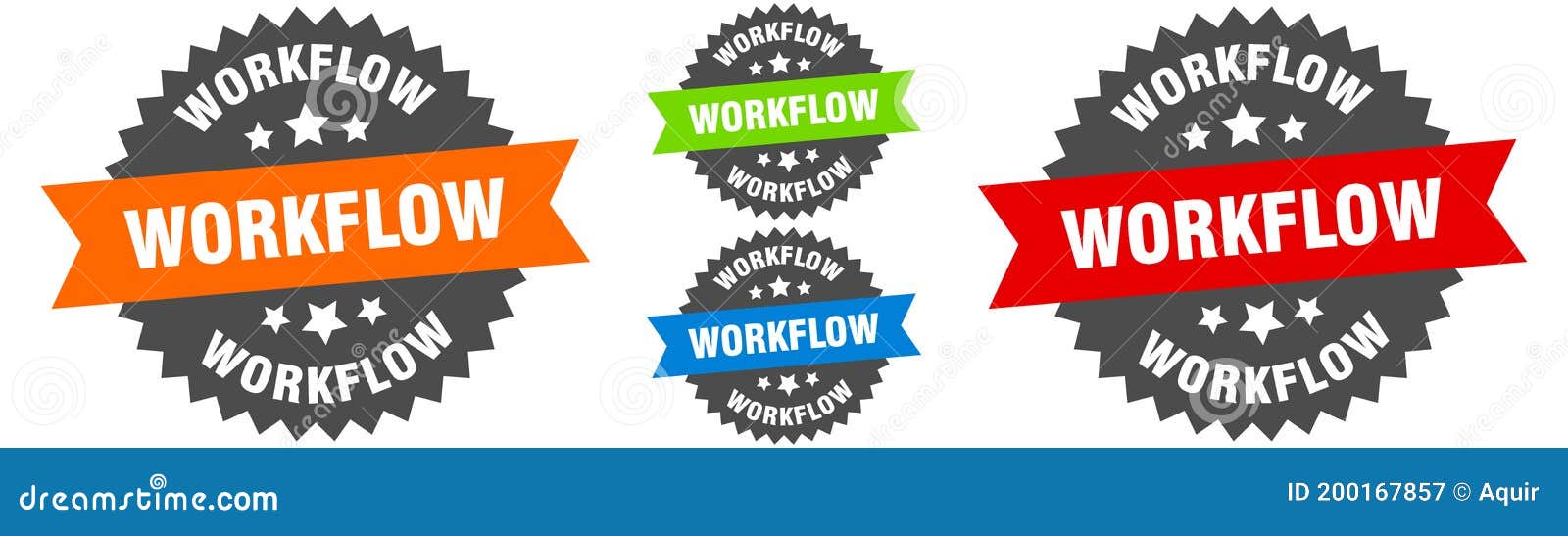 Workflow Sign. Round Ribbon Label Set. Seal Stock Vector - Illustration ...