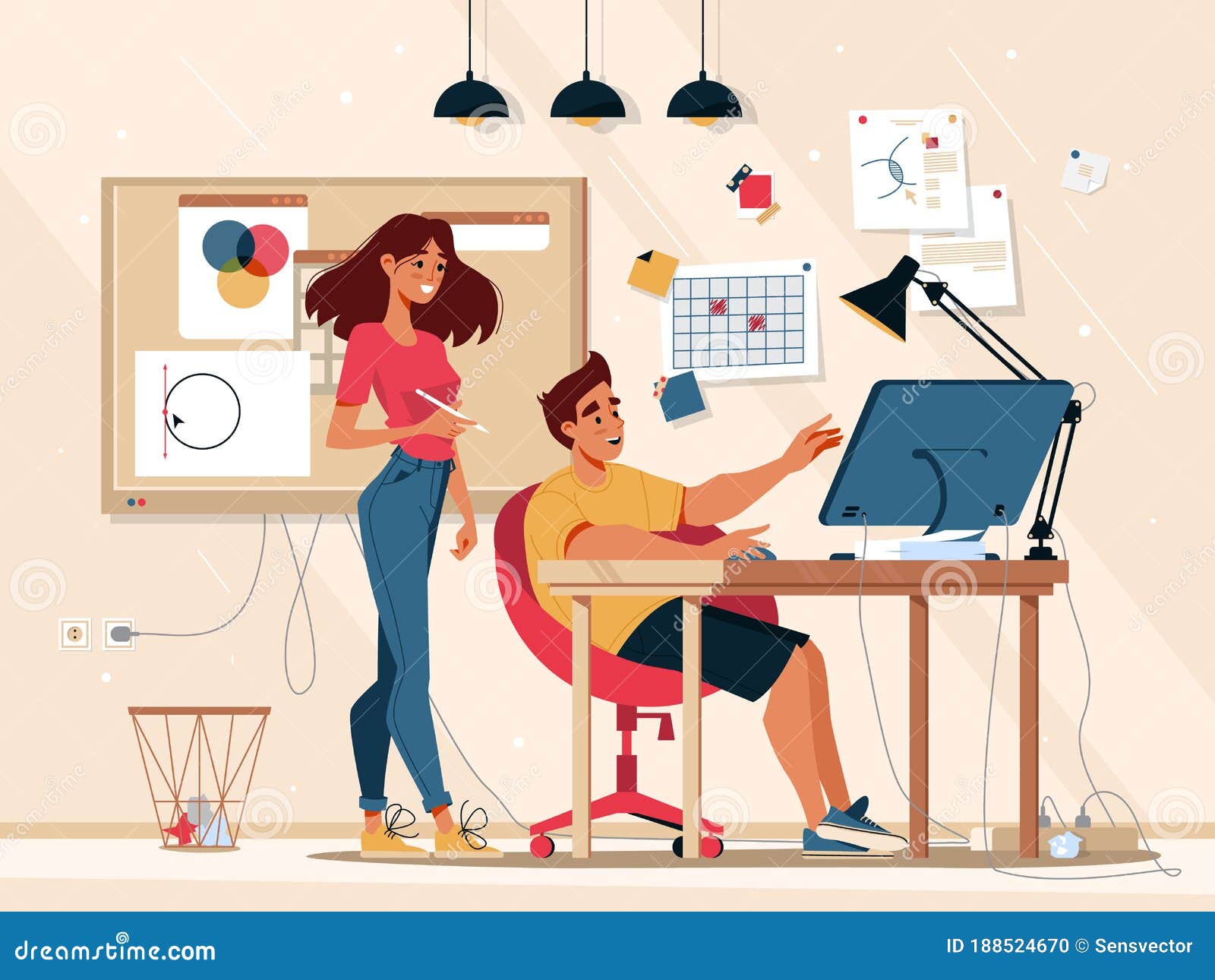 Workflow, Teamwork and Office Work Communication Stock Vector ...