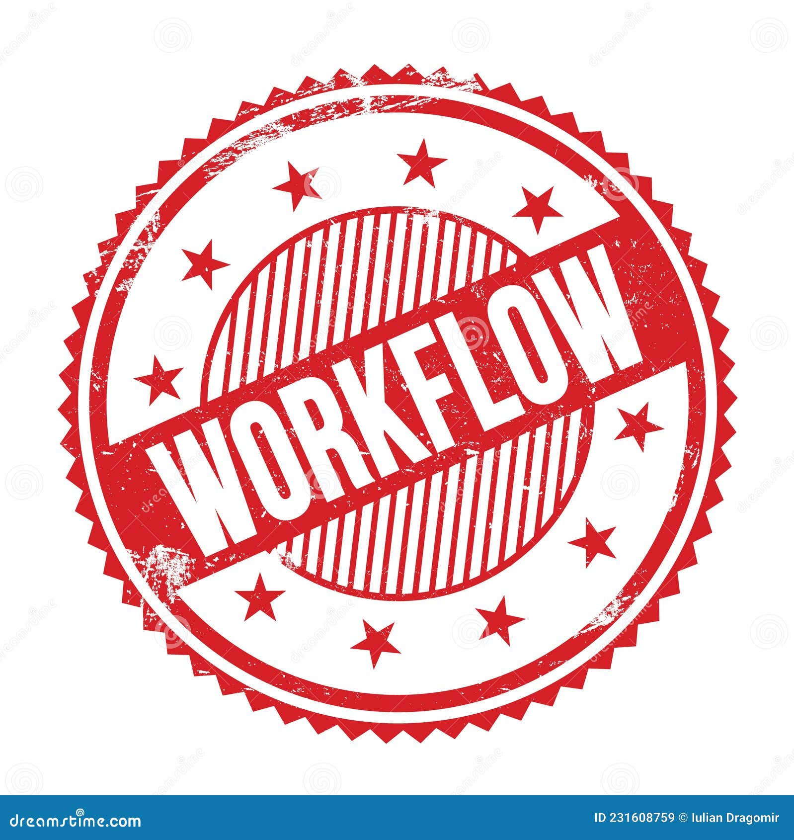 WORKFLOW Text Written on Red Grungy Round Stamp Stock Illustration ...