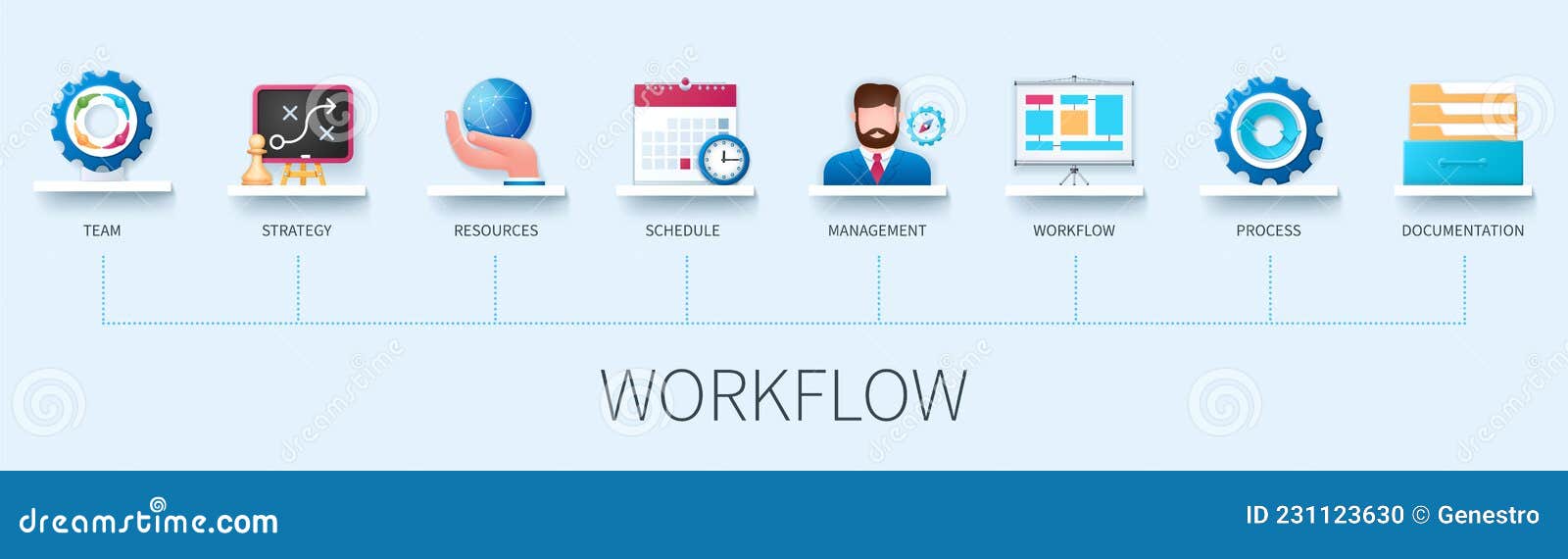 Workflow Vector Infographic in 3D Style Stock Vector - Illustration of ...