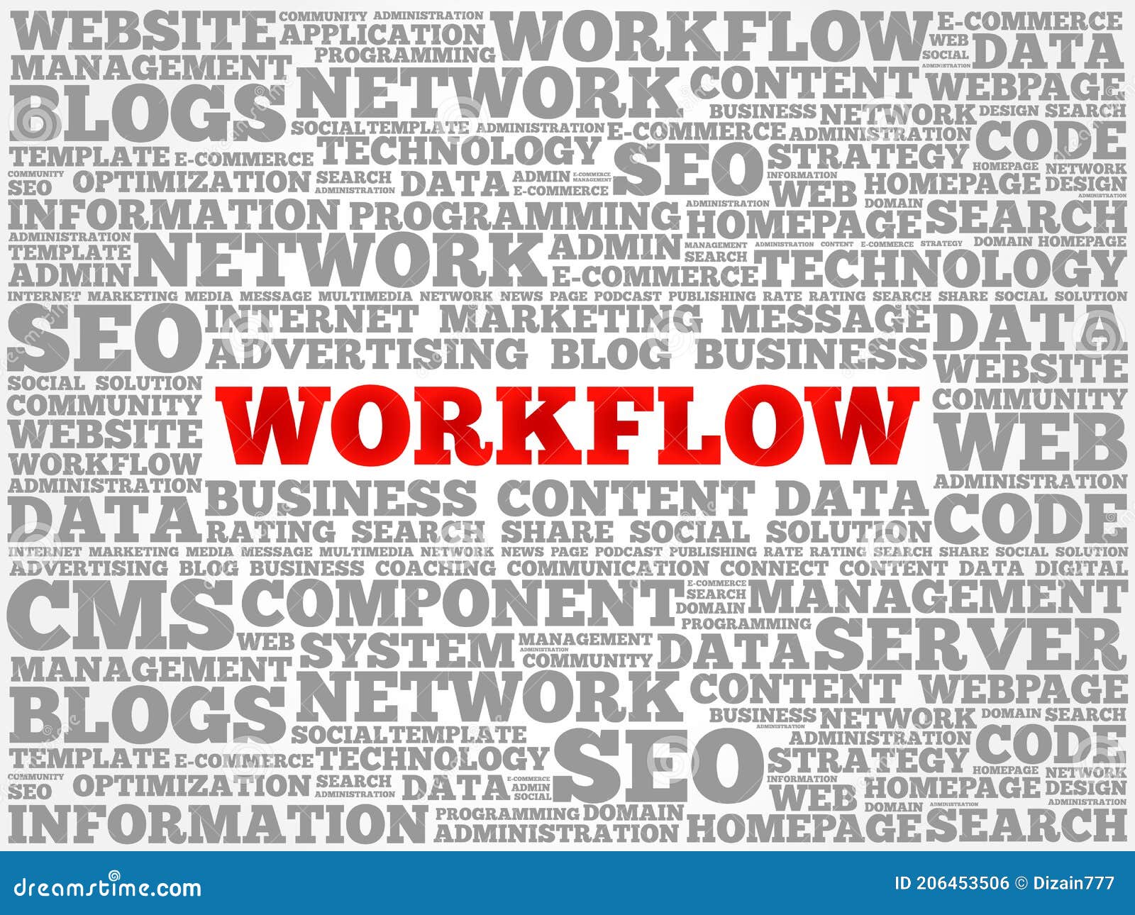 WORKFLOW word cloud stock illustration. Illustration of communicate ...