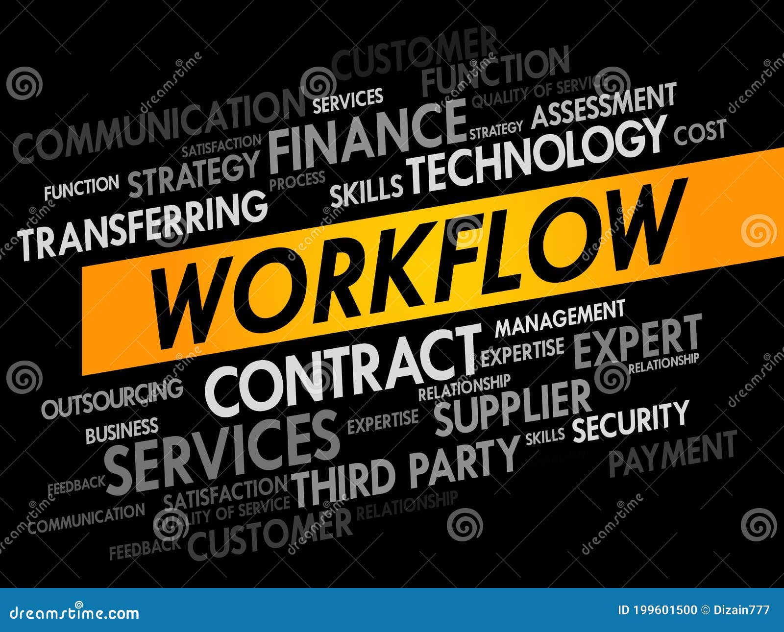 WORKFLOW Words Cloud Concept Stock Photo - Image of check, cloud: 199601500
