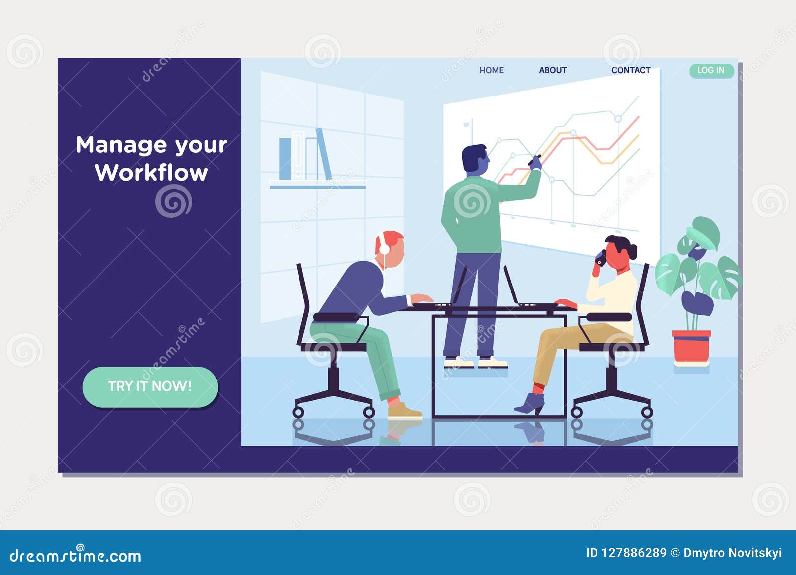 Workflow, Workplace and Environment. People Work in a Team and Interact ...