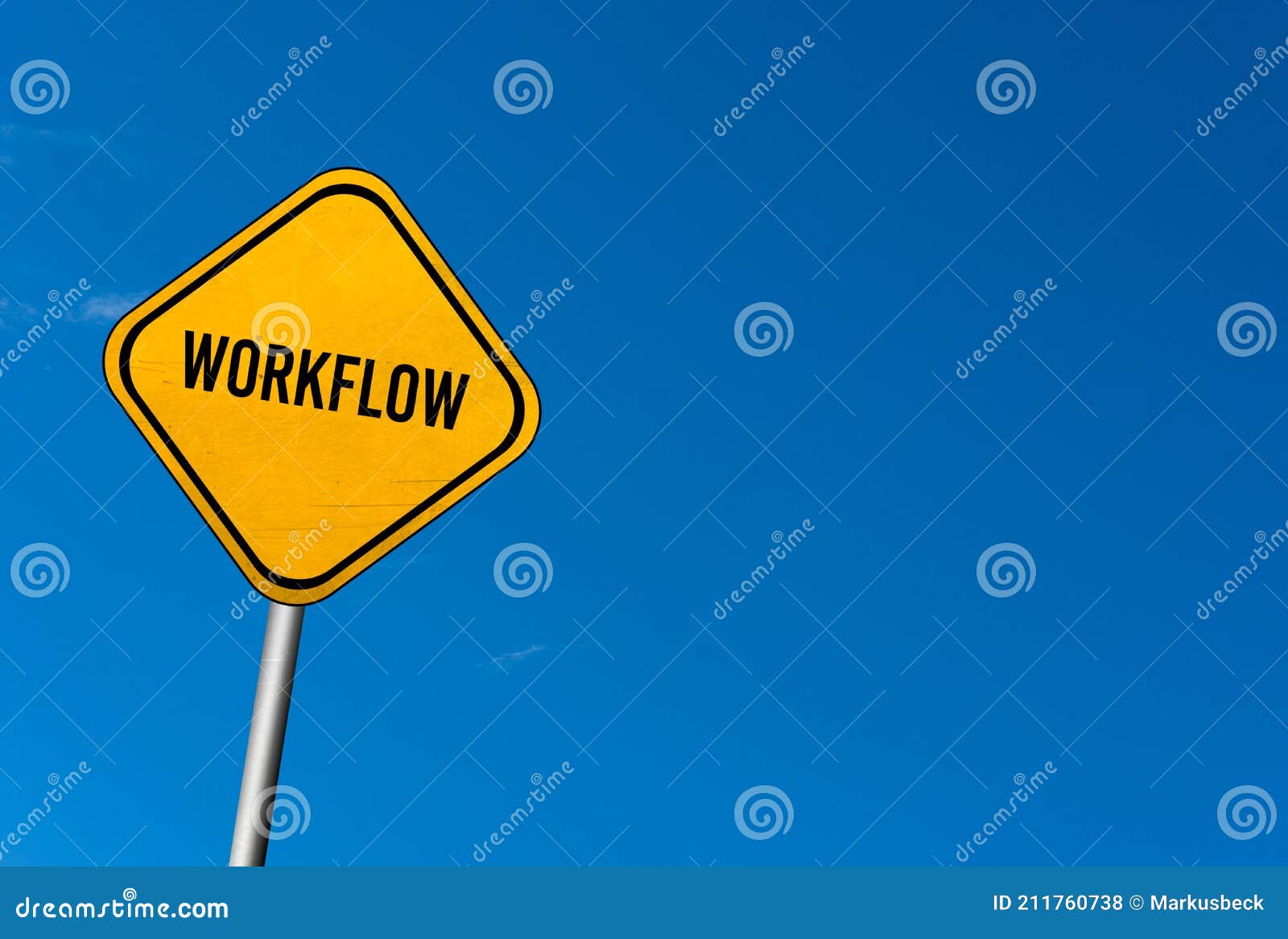Workflow - Yellow Sign with Blue Sky Stock Illustration - Illustration ...