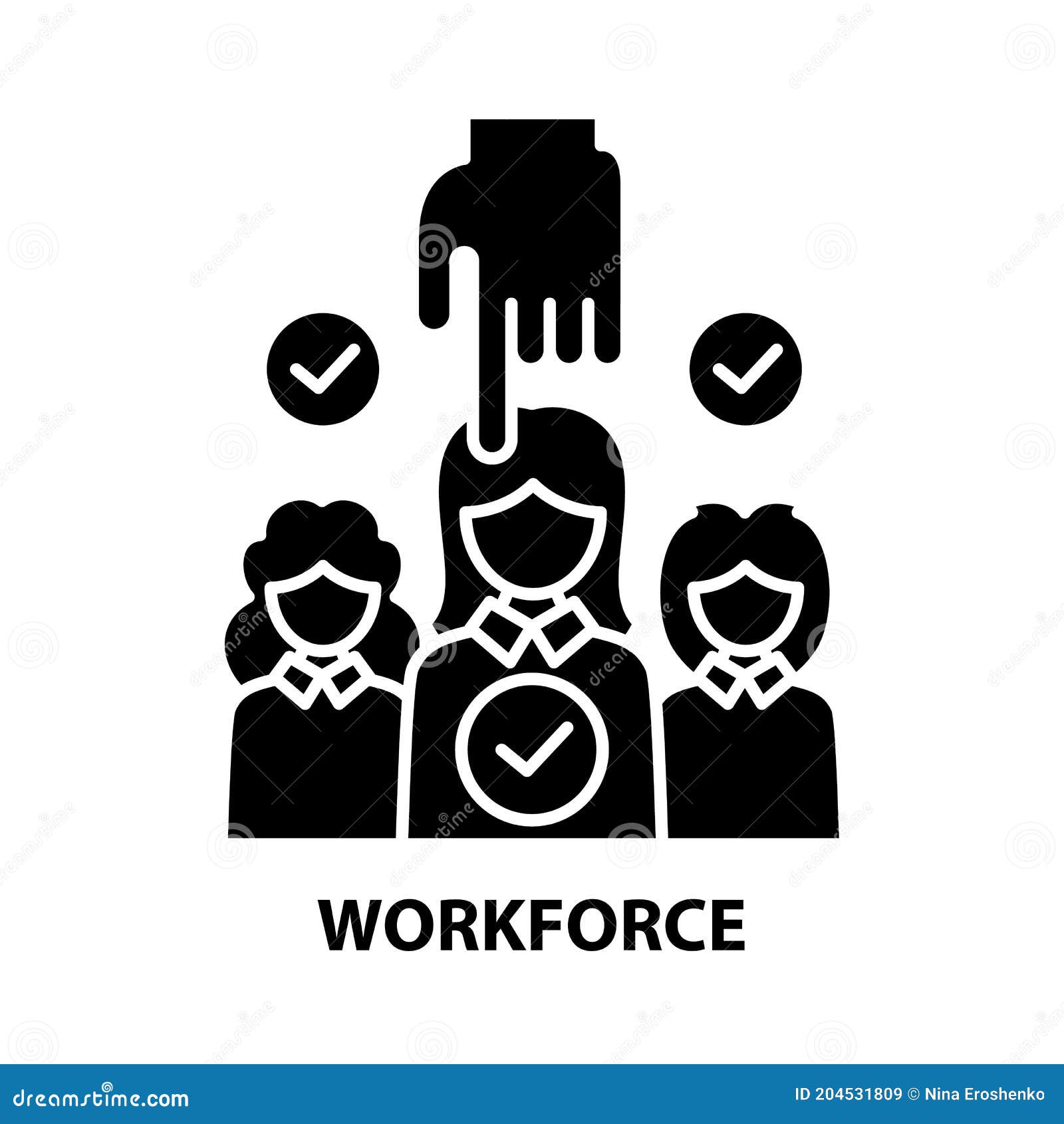 Workforce Icon, Black Vector Sign with Editable Strokes, Concept ...