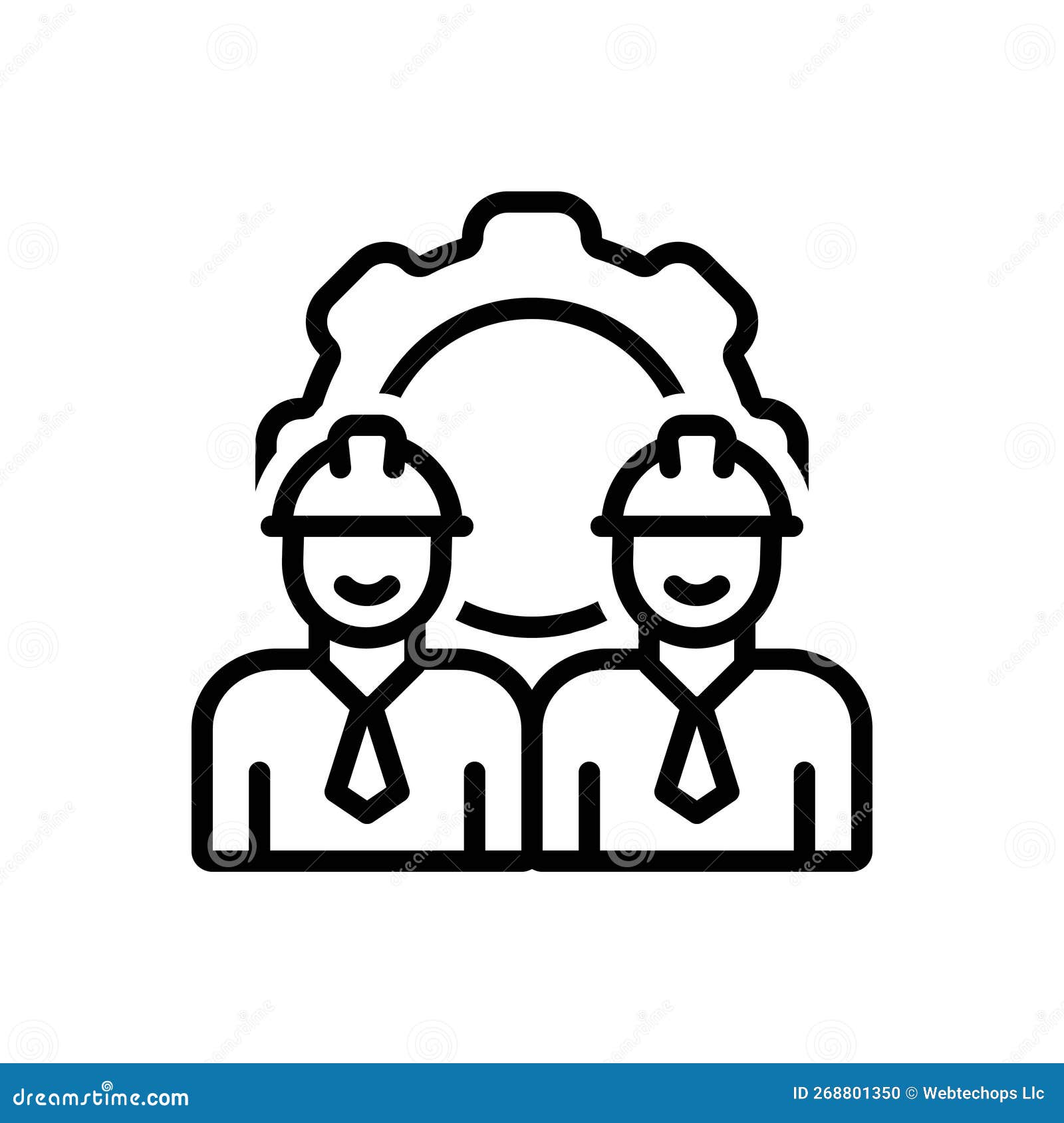 Black Line Icon for Workforce, Labor Pool and Gear Stock Vector ...