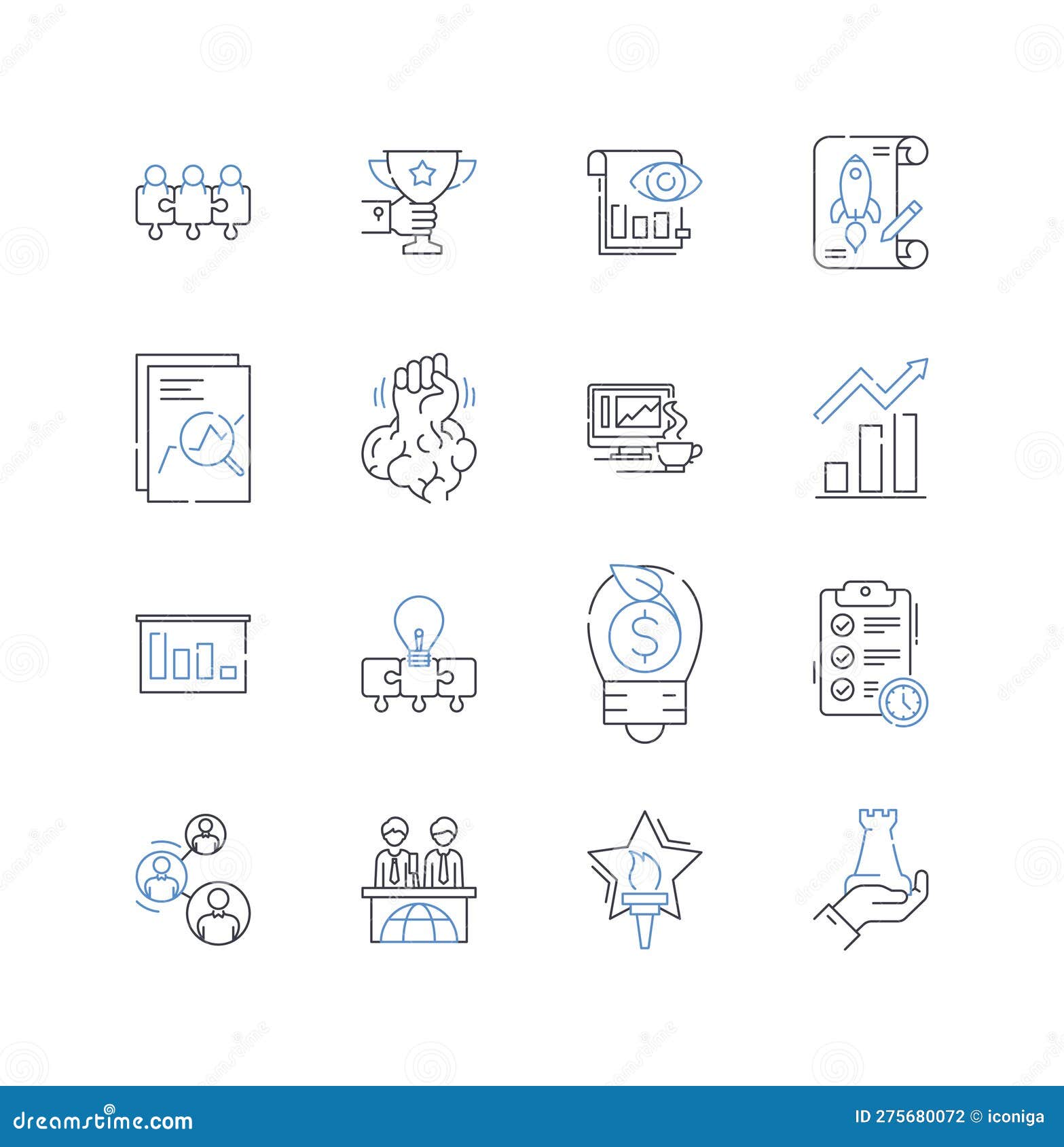 Workforce Improvement Line Icons Collection Productivity Efficiency