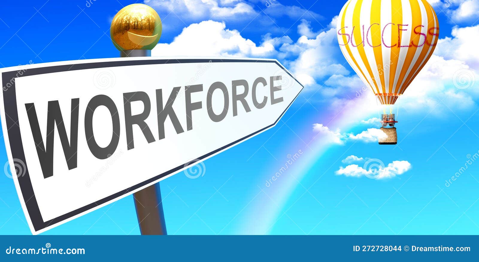 Workforce And Success - Symbolized By A Steam Car Pulling A Success Wagon Loaded With Gold Bars ...