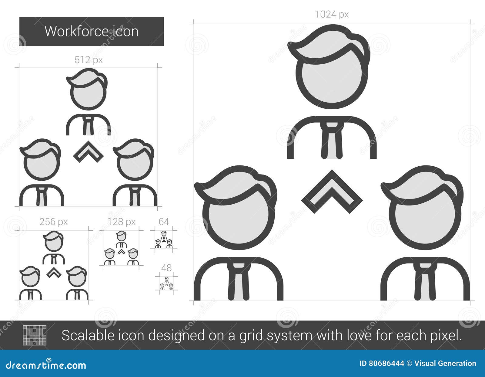 Workforce Line Icon, Outline Symbol, Vector Illustration, Concept Sign ...