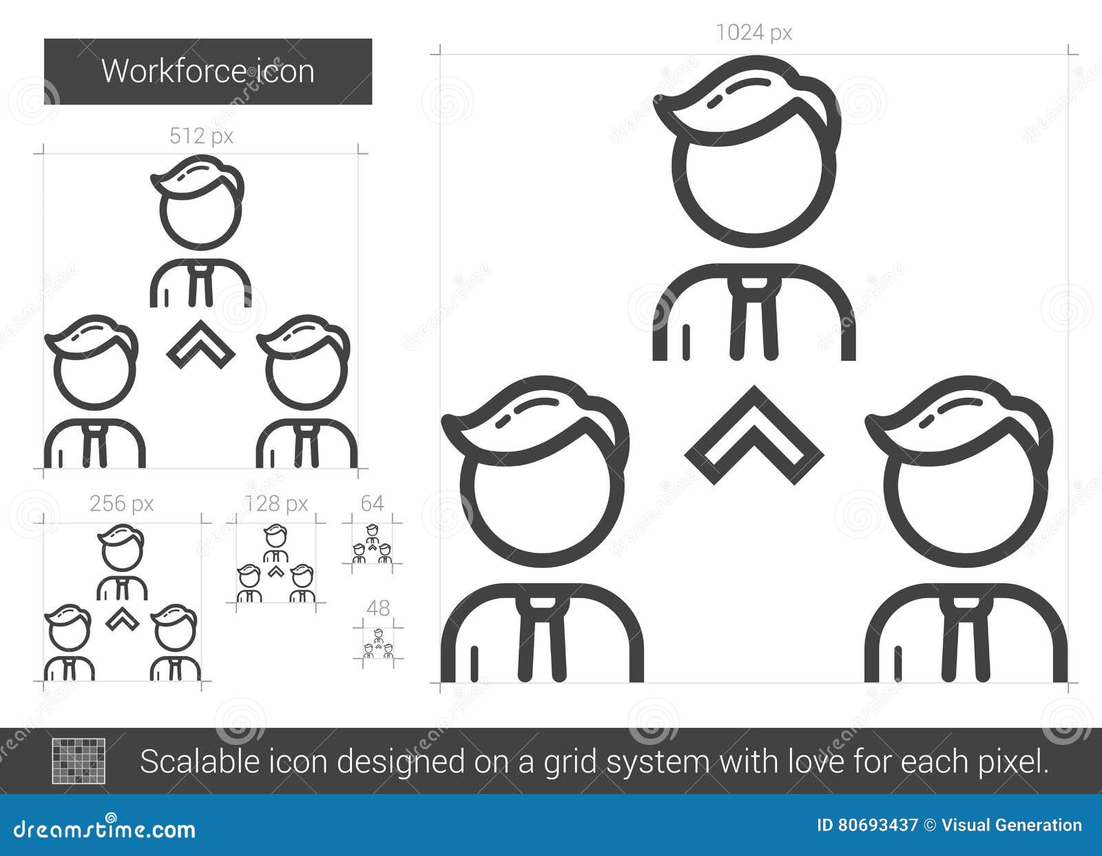 Workforce Line Icon, Outline Symbol, Vector Illustration, Concept Sign ...