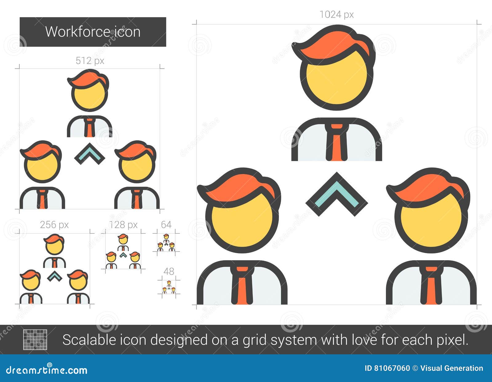 Workforce line icon. stock vector. Illustration of employee - 81067060