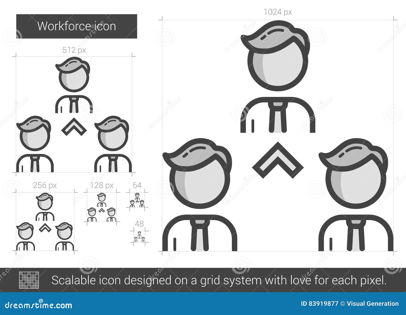 Workforce Line Icon, Outline Symbol, Vector Illustration, Concept Sign ...