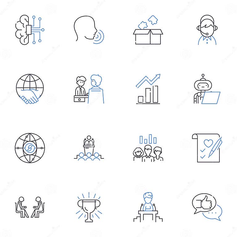 Workforce Management Line Icons Collection. Scheduling, Timekeeping ...