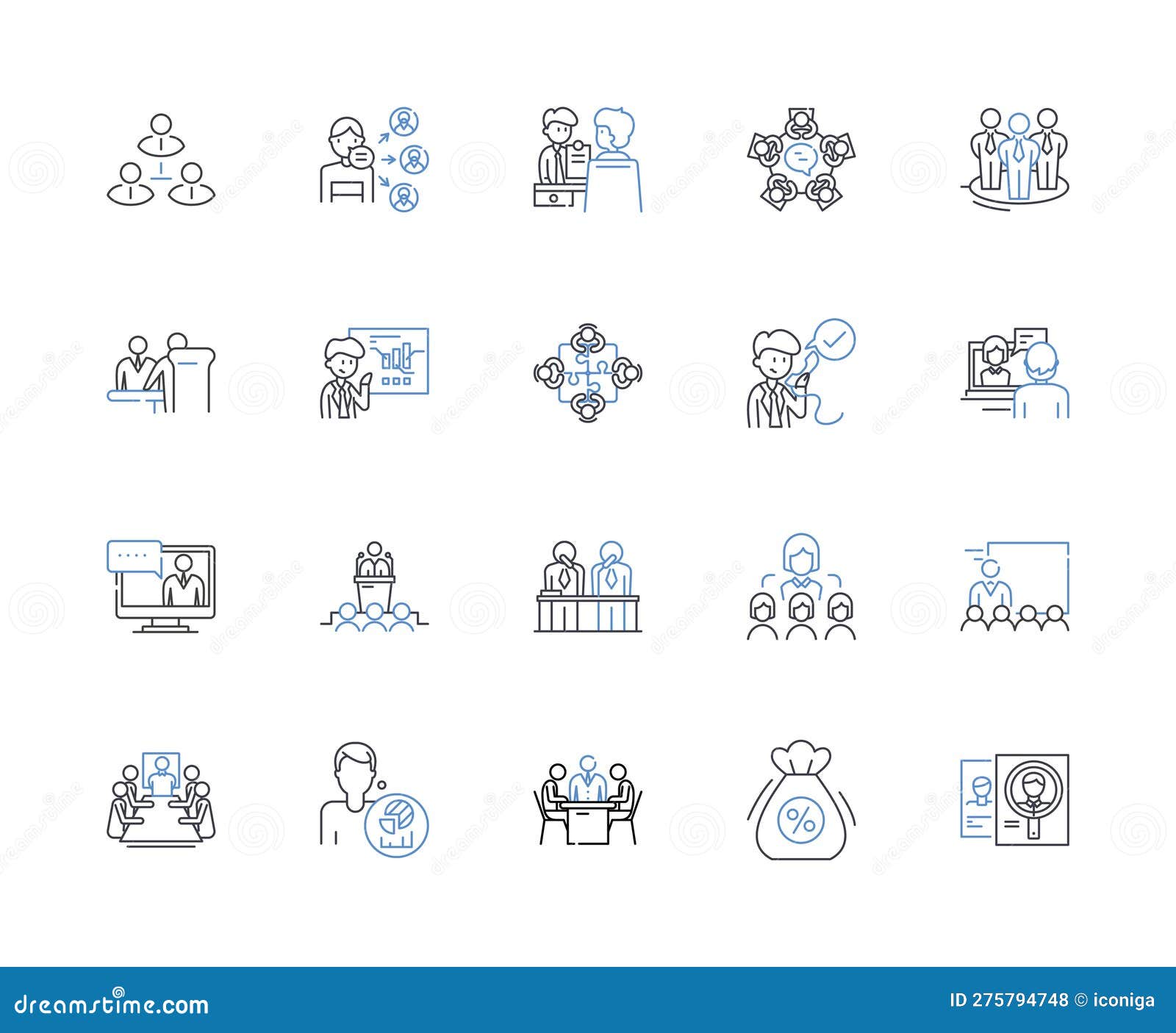 Workforce Optimization Line Icons Collection. Efficiency, Productivity ...